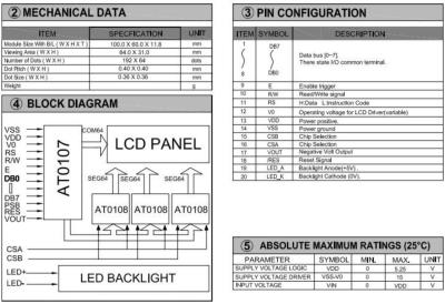China 192*64 Grafik-LCD-Modul STN Weitsicht AT0107 mit Hintergrundbeleuchtung zu verkaufen