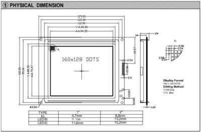 Cina Modulo LCD grafico 160*128 6H 12H con retroilluminazione T6963C STN display industriale monocromo in vendita