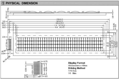 Cina Modulo LCD da 40*4 caratteri di grande dimensione con retroilluminazione e display industriale ad alta temperatura in vendita