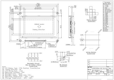 China STN Positive 128*64 Graphic ST7920 6H Wide Temperature LCD Module LM3033DW for sale