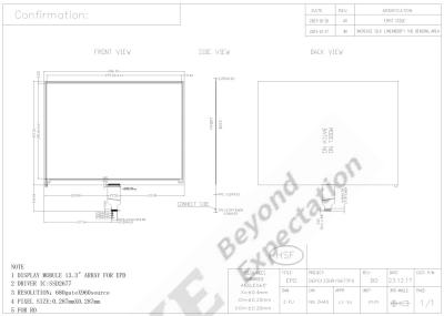 China 13.3' 4 color 960*680 Modulo de pantalla de papel electrónico de 1500 nit en venta