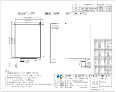 China 13.3' 6 color 1200*1600 pantalla de papel electrónico de alta iluminación en venta