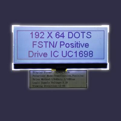 중국 192X64 UC1698 포지티브 반투과 LCD 디스플레이 FPC FSTN 병렬 판매용