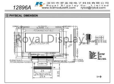 China monitor LCD monocromático del DIENTE LCD de la exhibición gráfica de 128*96dots FSTN en venta