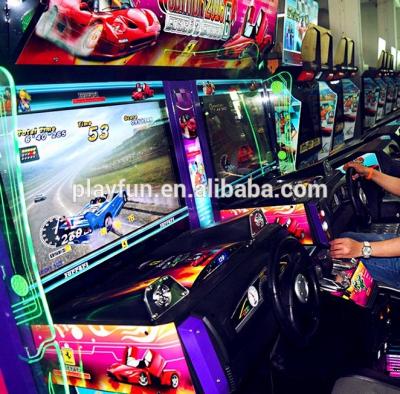 중국 동전 조작 시뮬레이터 32' 화면 쌍둥이 아케이드 경주 자동차 게임 기계를 뛰어넘어 판매용