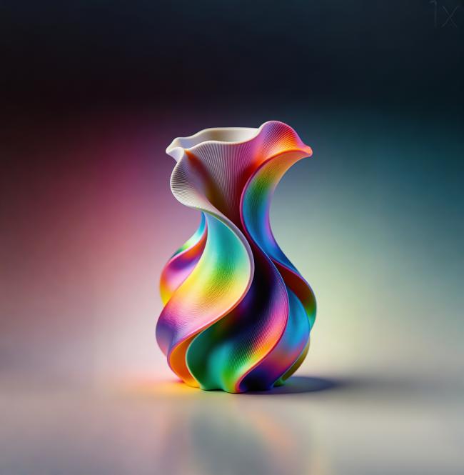 gradient silk PLA filament printed dark art object