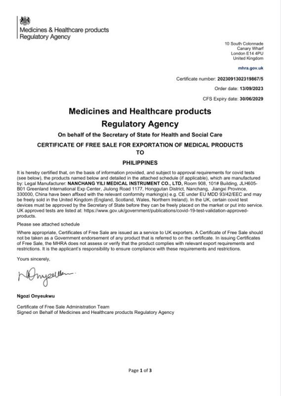 FSC Philippines - Nanchang YiLi Medical Instrument Co.,LTD