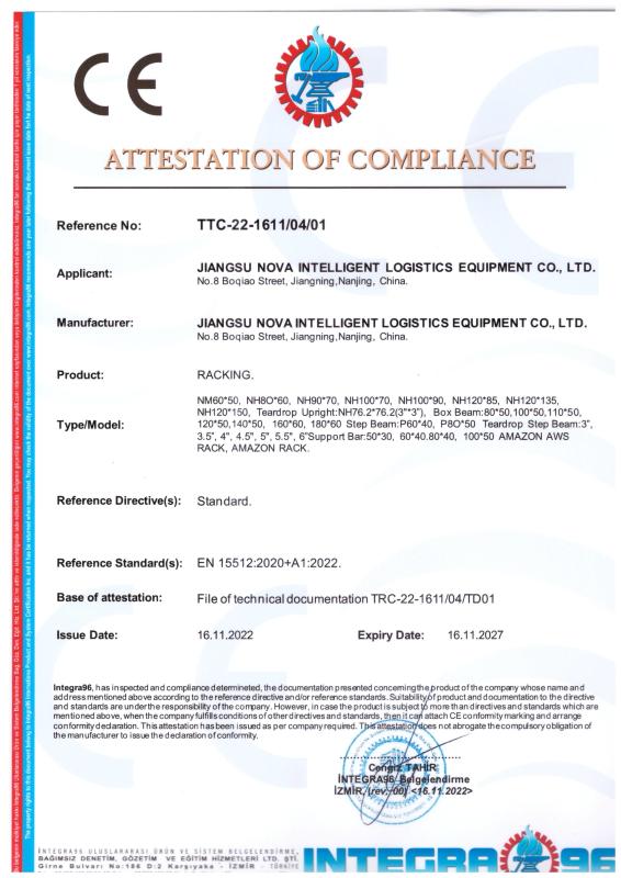CE - Jiangsu NOVA Intelligent Logistics Equipment Co., Ltd.