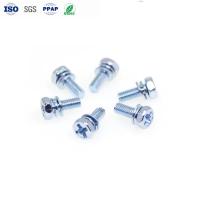 Quality M4 Combination Screw Blue Zinc Cross Groove Hexagonal Head Screw With Flat Washer for sale