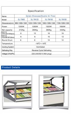 Κίνα Italian Marble Gelato Showcase with Ventilated Cooling System - 1650W Power προς πώληση