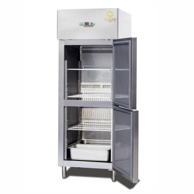 중국 Air Cooling 600L 2 Half Doors Upright Chiller Commercial Refrigeration Condensing Unit -14 to -18C 판매용