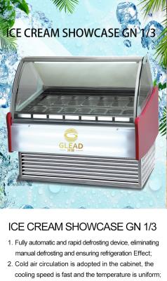 Κίνα 2200W 6PAN PCS Industrial Refrigeration Ice Cream Showcase for -18~-22C Temperature προς πώληση