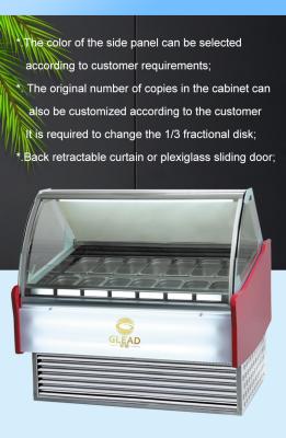 Κίνα 2200W 6PAN PCS Industrial Refrigeration Ice Cream Showcase for -18~-22C Temperature προς πώληση