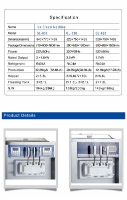 중국 Efficiency 240V Soft Ice Cream Machine With 2 Hoppers And 2 Tanks 판매용
