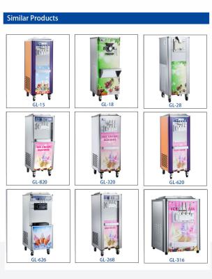 중국 Commercial Soft Ice Cream Machine with R134A Refrigerant 100-150 Cups per Hour Cooling 판매용