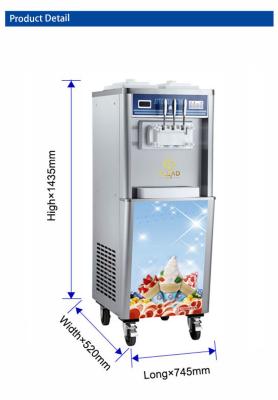 중국 Industrial Soft Ice Cream Machine with Dual Hoppers 2x10L Freezing Tank 25kg/h Production for Rapid Cooling 판매용