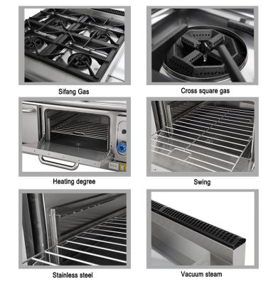 Κίνα Stainless Steel Gas 4 Range Stove With Oven Commercial Hotel Equipment LPG/Natural Gas 150KG N.W. προς πώληση