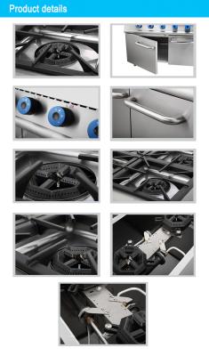 Chine Ergonomic Gas Powered Commercial Cooking Equipment Providing 6 Range Stove With Oven Features à vendre