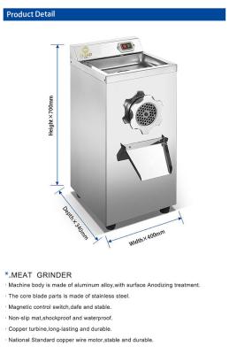 중국 Stainless Steel Meat Grinder 2200W Powerful Commercial Hotel Equipment With 320kg/h Capacity Stable Copper 판매용