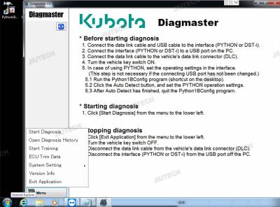 China Para KUBOTA DIAGNOSTIC KIT PYTHON Python interface Diagmaster KUBOTA Takeuchi Diagnostic à venda