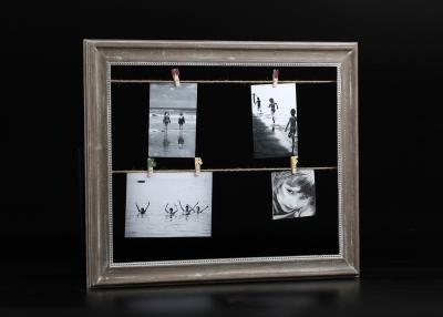 Cina Foto e cornice con le clip e corda di legno verdi lavate per decorativo in vendita