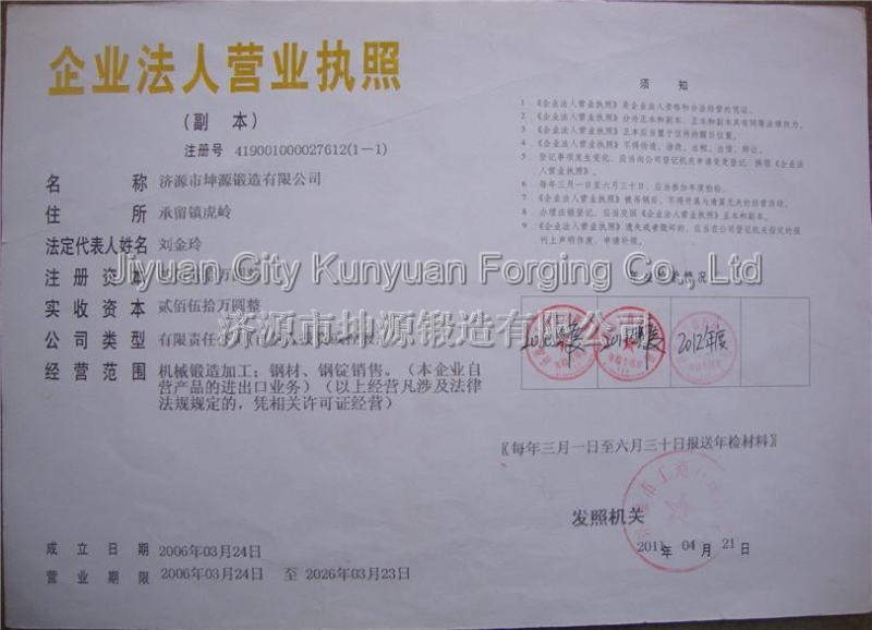 - Jiyuan City Kunyuan Forging Co., Ltd