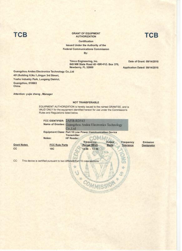 FCC - Guangzhou Andea Electronics Technology Co., Ltd.