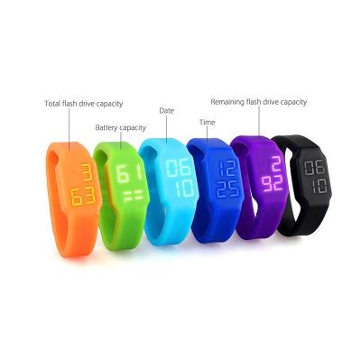 China Memoria USB de la pulsera del silicón del reloj del LED, memoria USB llevada multifuncional de la pulsera en venta