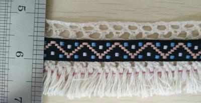 Cina Miscela decorativa del nastro della disposizione del pizzo del cotone dell'abbigliamento dell'indumento con la nappa in vendita