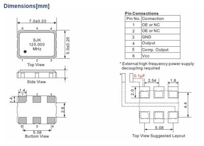 Κίνα SMD 7050 VCXO με έξοδο LVPECL 50.000MHz 3.3V για εφαρμογή σε υπολογιστές προς πώληση