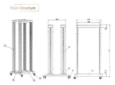 중국 45U 4-포스트 열린 프레임 랙 판매용