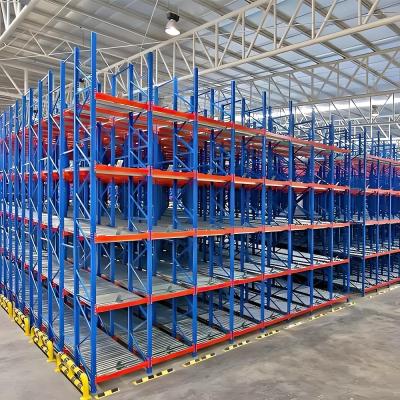 China Customized Heavy Duty Gravity Pallet Flow Racking Q235B Steel Pallet Storage Shelves for sale