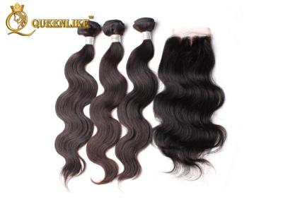 Cina Il nero naturale tre parti dei capelli umani di chiusura del pizzo con capelli tesse in vendita