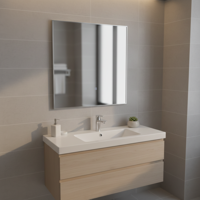 Rectangular metal framed acrylic mirror product view