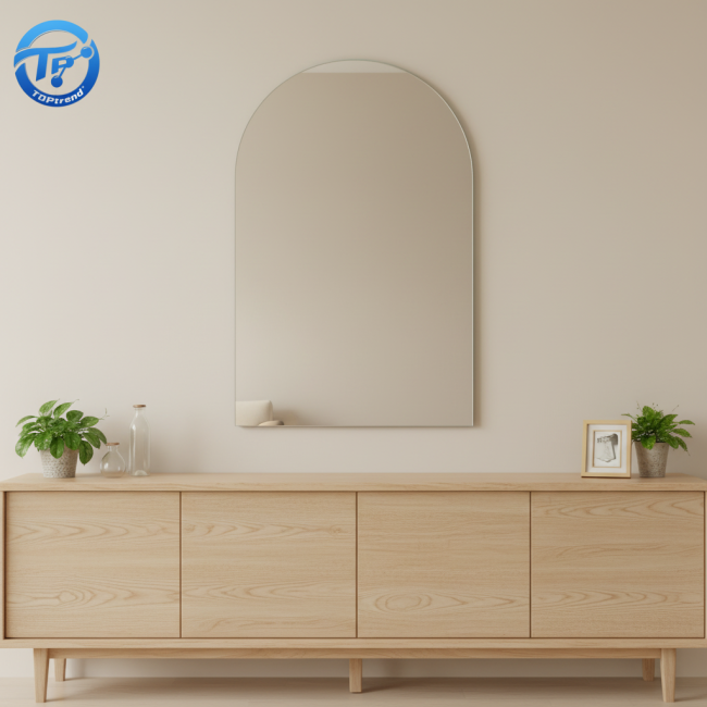 Arched acrylic mirror product display