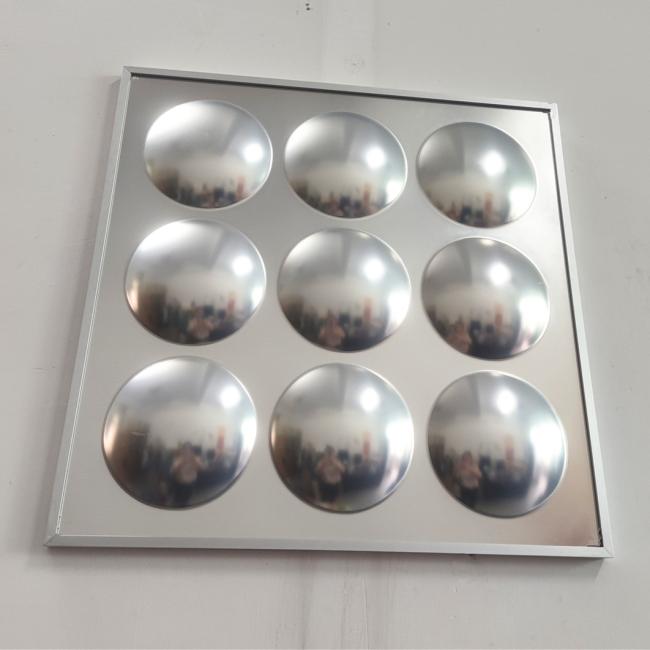 Close-up view of convex mirror grid design