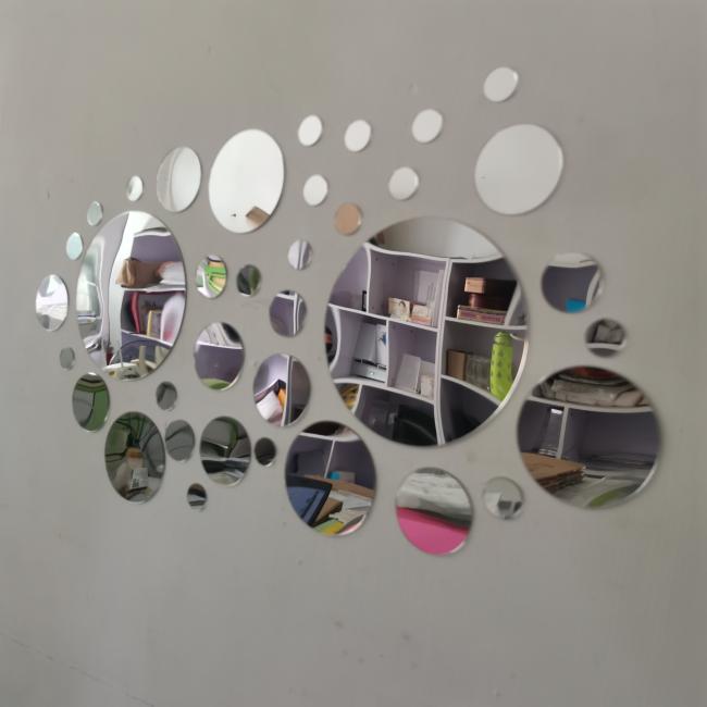 Silver acrylic mirror close-up detail
