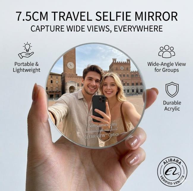 Close-up view of acrylic convex mirror