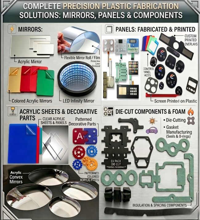Applications of plastic and mirror products