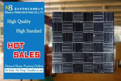Cina Tessere di marmo nere pure della striscia di forma irregolare per le pareti 305 x 305mm in vendita