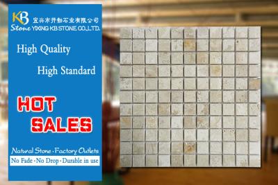 Cina Spessore beige della piastrella per pavimento 10mm del giardino del travertino di arte del mosaico esteriore della pietra in vendita