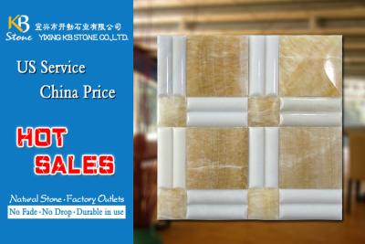 Cina Il marmo bianco della striscia ha mescolato le tessere quadrate gialle 305 x 305mm in vendita