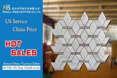 Cina Modello decorativo del rombo delle mattonelle della parete di marmo bianca del mosaico di Fashional Carrara in vendita