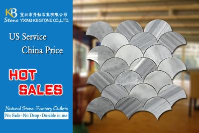 Cina Mattonelle di marmo interne di grey di progettazione di forma del fishscale della parete della parete del fondo della TV in vendita