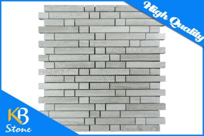 Cina La decorazione grigia di legno della parete del marmo di Backsplash della tessera della striscia mista piastrella 12