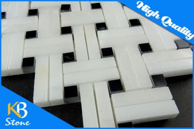 Cina Basketweave ha lucidato le tessere di marmo bianche della Cina per il bagno/cucina/stagno in vendita