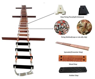 Cina Scala di corda di legno della barca di Manila, scala di corda su misura di emergenza di larghezza in vendita