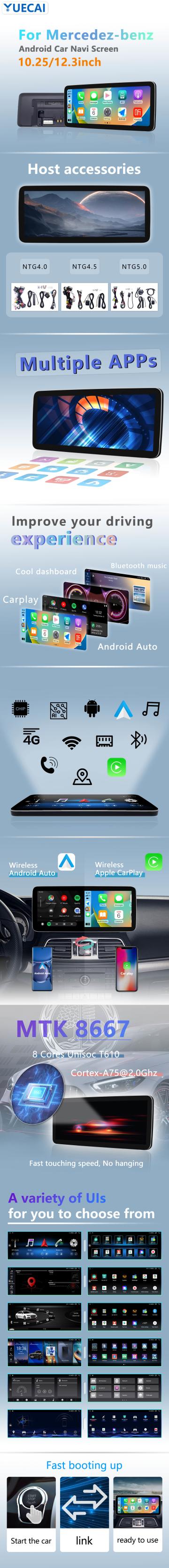 12.3 inch Mercedes Android head unit with high-resolution display and modern interface
