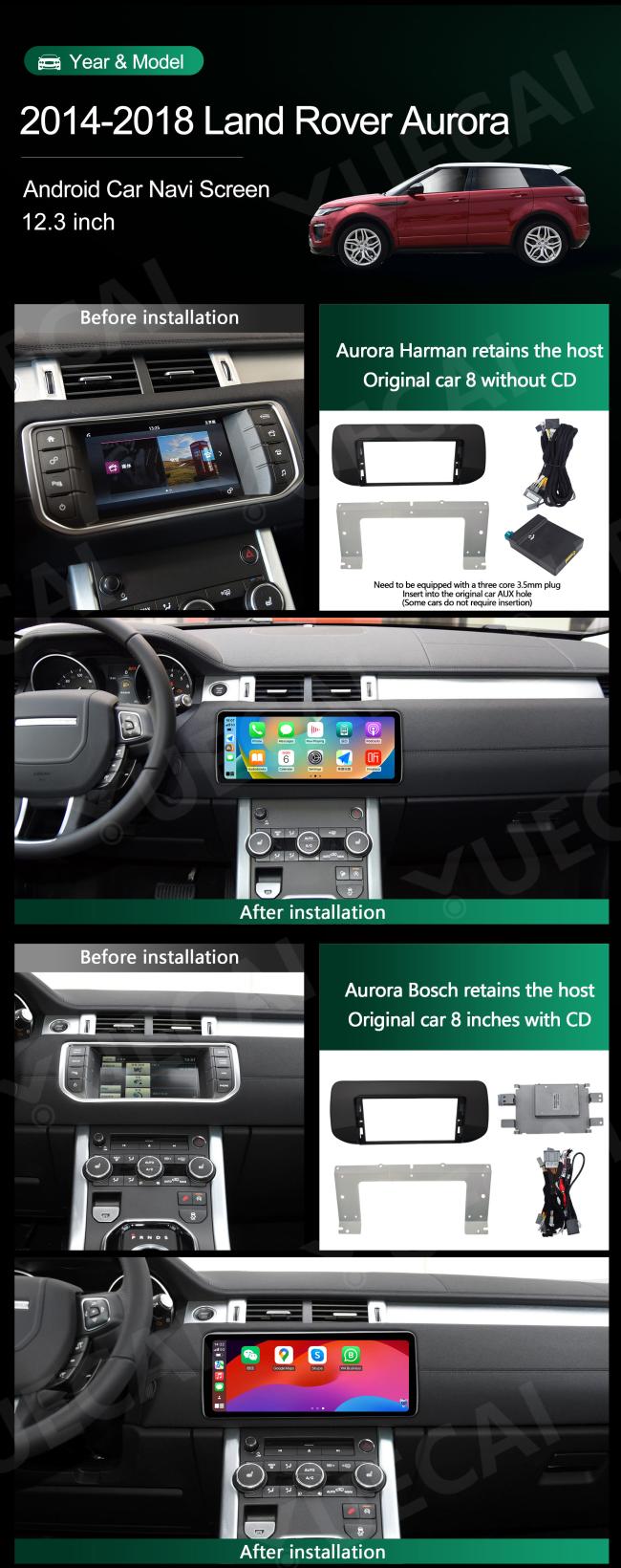 Android 13 car multimedia player for Land Rover Aurora - display interface