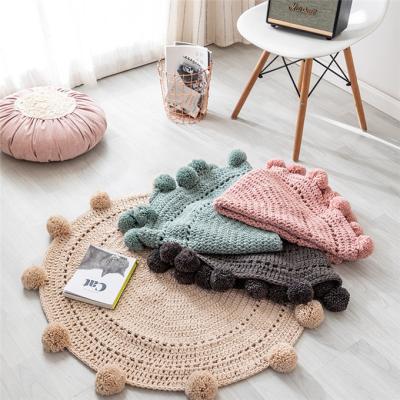 China Y-W Blocking Mats for Knitting Washable Floral Kids Rug Modern Nordic Style Cotton Carpet for Children's Room Home Use for sale